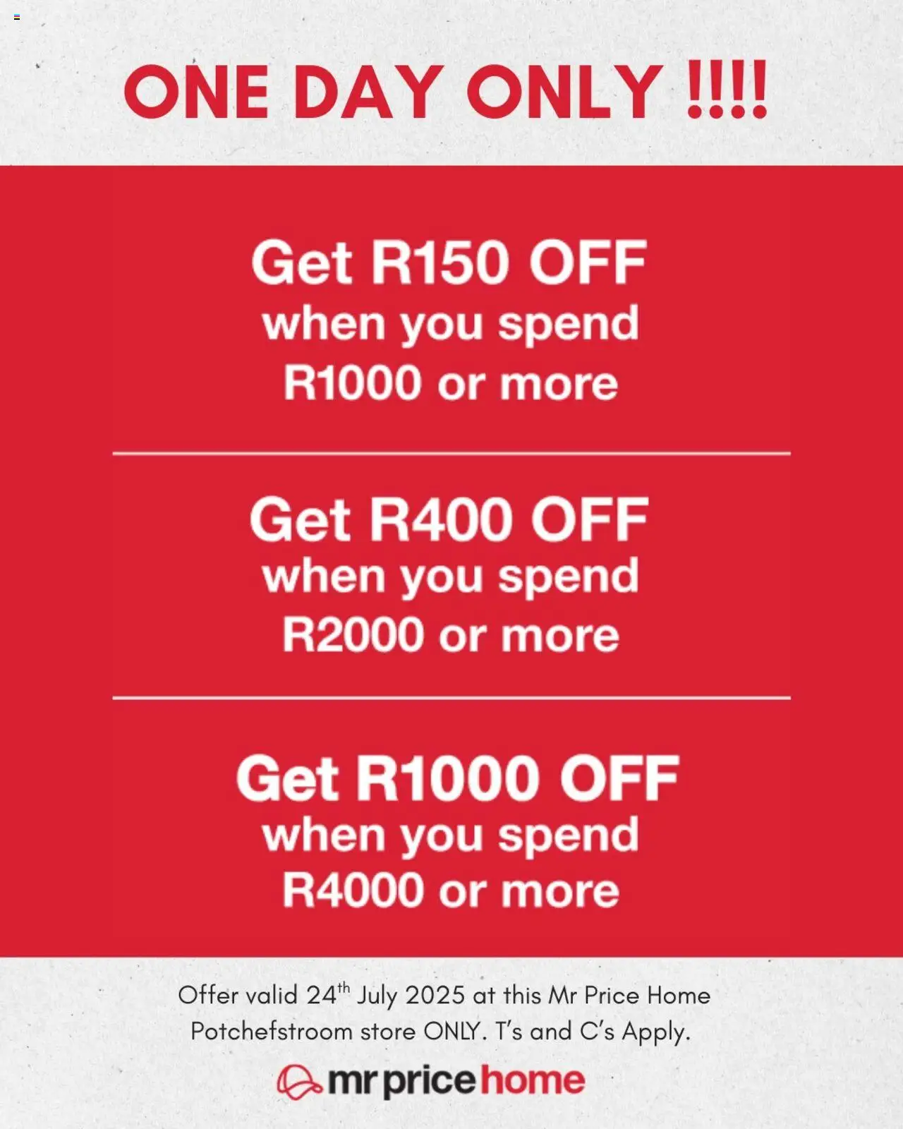 MRP Home One Day Only (24/07/2025 - 24/07/2025) Online