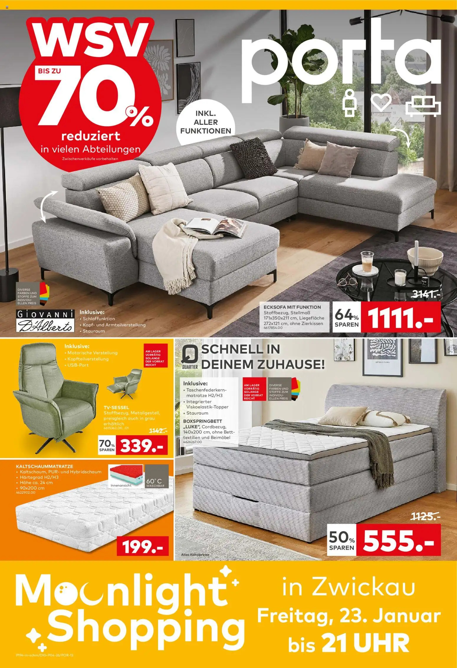 Porta! Bis zu 70% auf Möbel sparen beim WSV - Zwickau (ab 18.01.2026 ...
