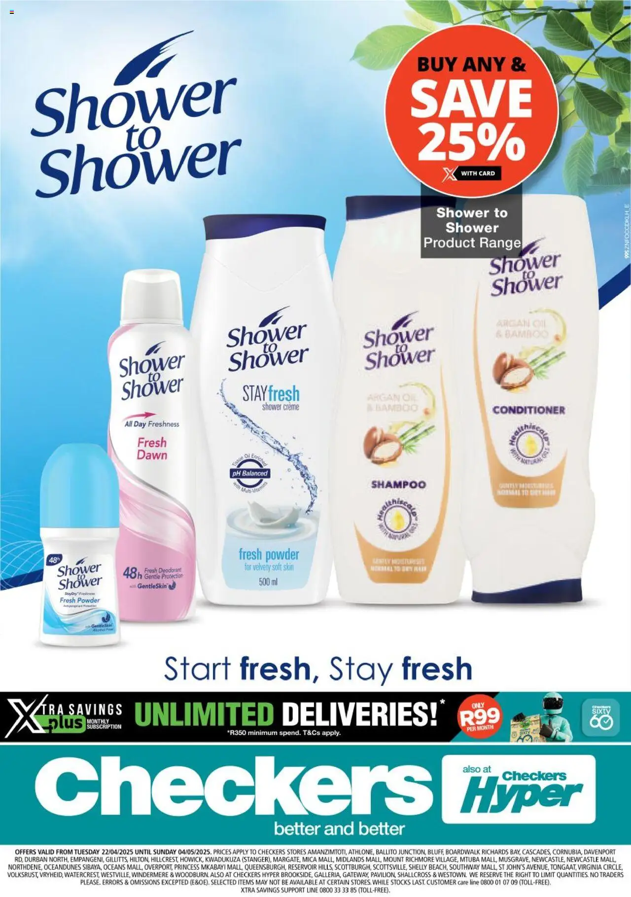 Checkers KwaZulu-Natal - Shower to Shower Promotion (22/04/2025 - 04/05 ...