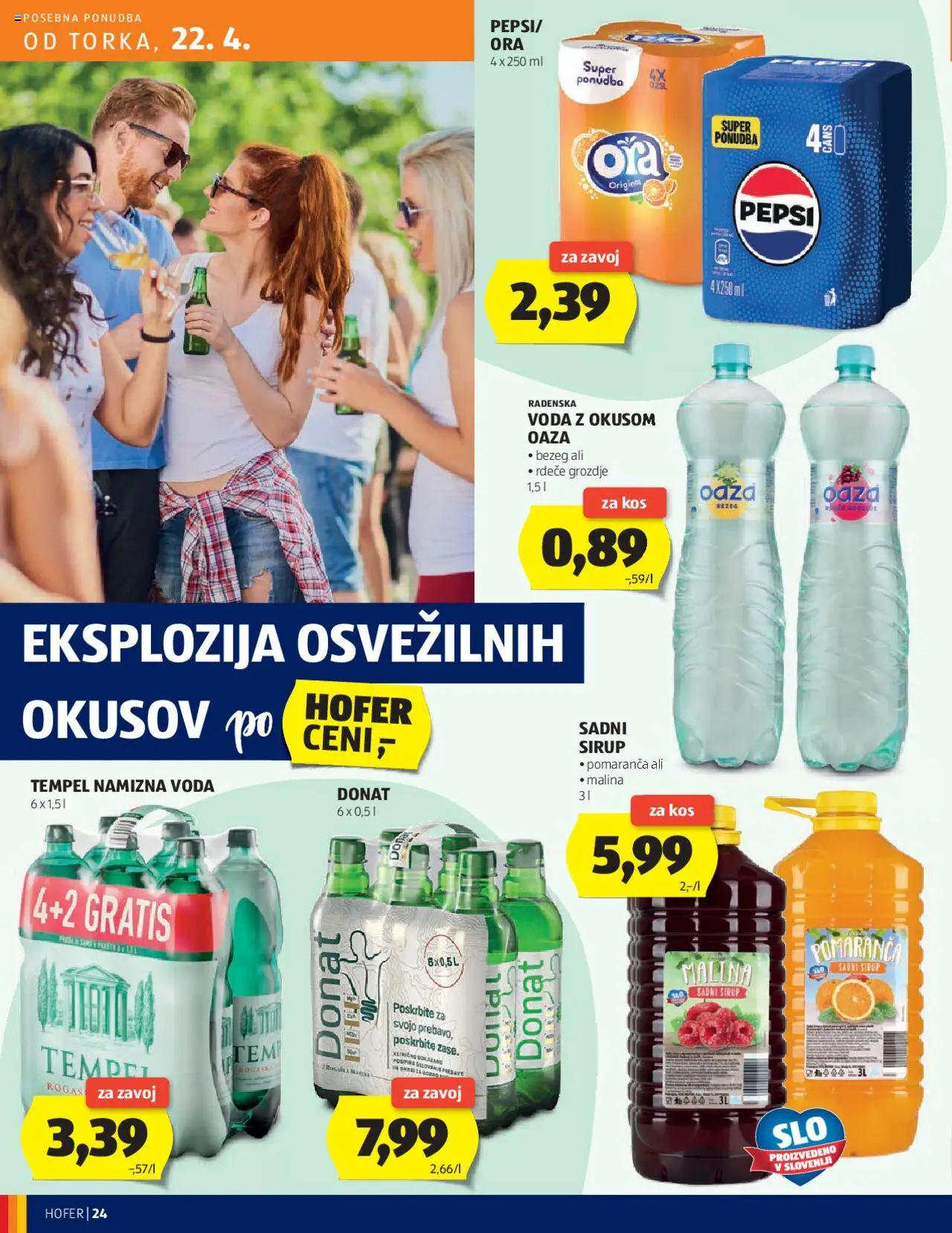 Voda z okusom Hofer Razprodaje, ponudbe in cene