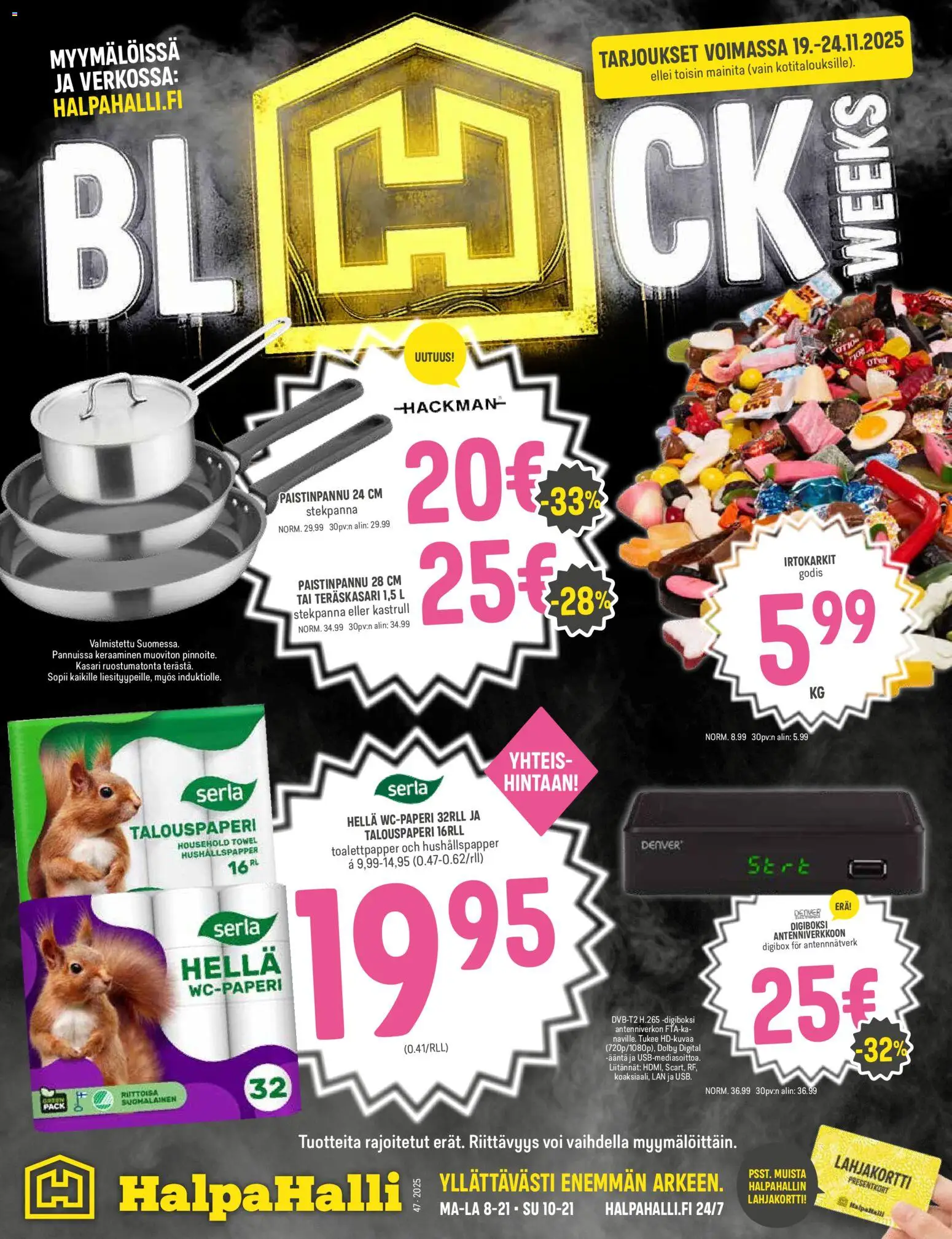 Halpa Halli Black Week 19/11/2025 Tarjoukset ⚡ Black Friday